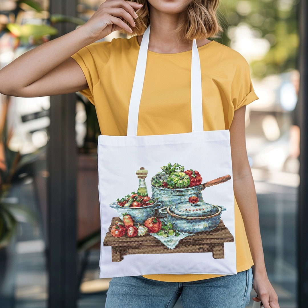 Kitchen Cross Stitch Pattern Instant PDF Download - Vintage Pots and ...