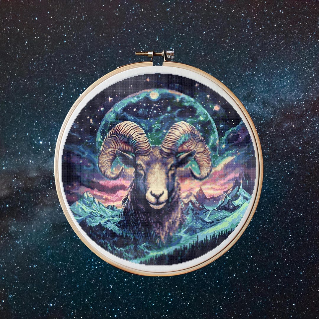 Aries Cross Stitch Pattern Instant PDF Download - Aries Watercolor ...