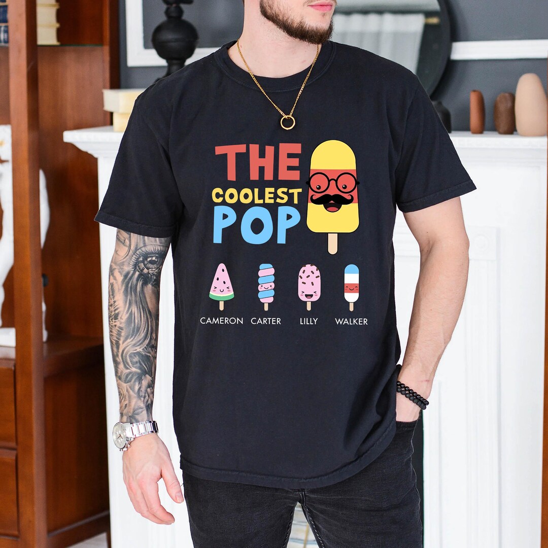 Coolest Pops Shirt With Grandkids Names, Personalized Pops T-shirt ...