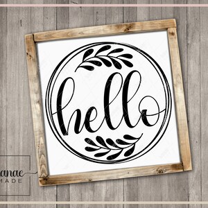 Hello Svg, Welcome Svg, Round Sign Svg, Hello Circle Svg, Door Decal ...