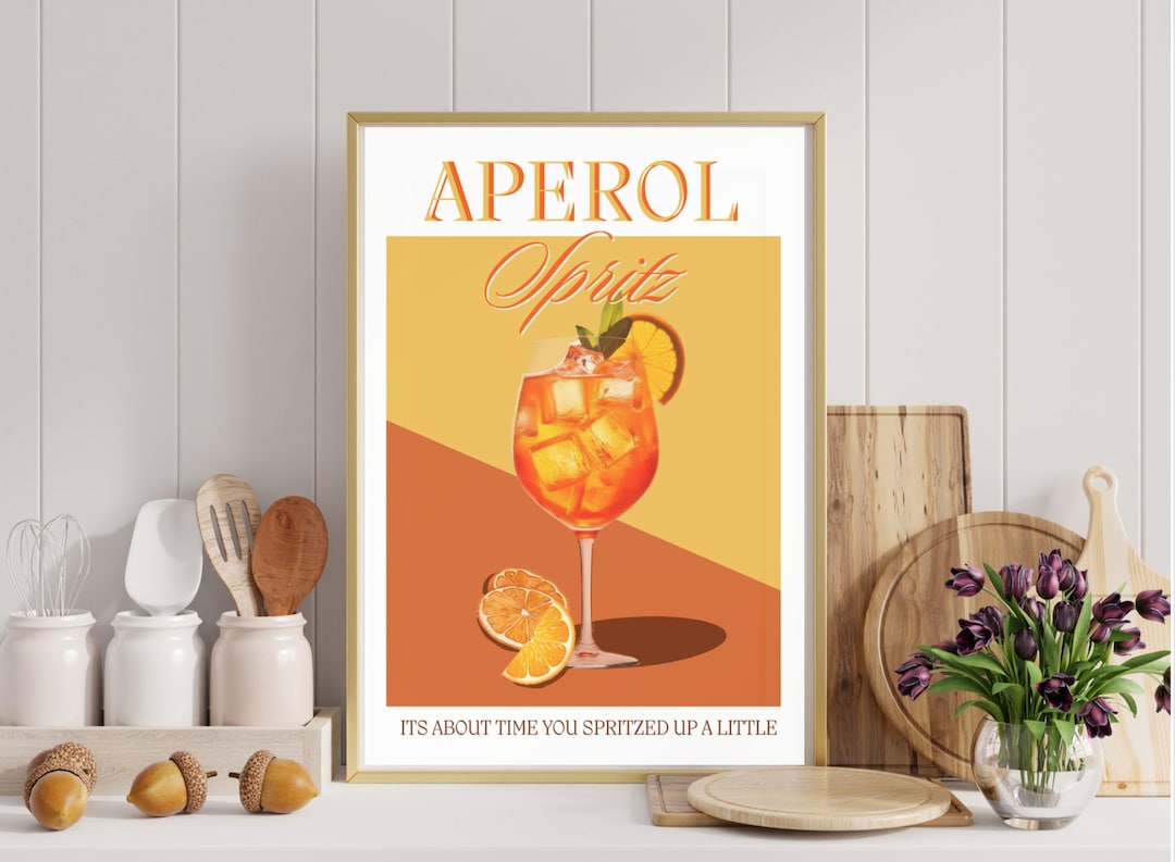 Aperol Spritz Print Signature Drink Sign Bar Cart Decor Cocktail Poster ...