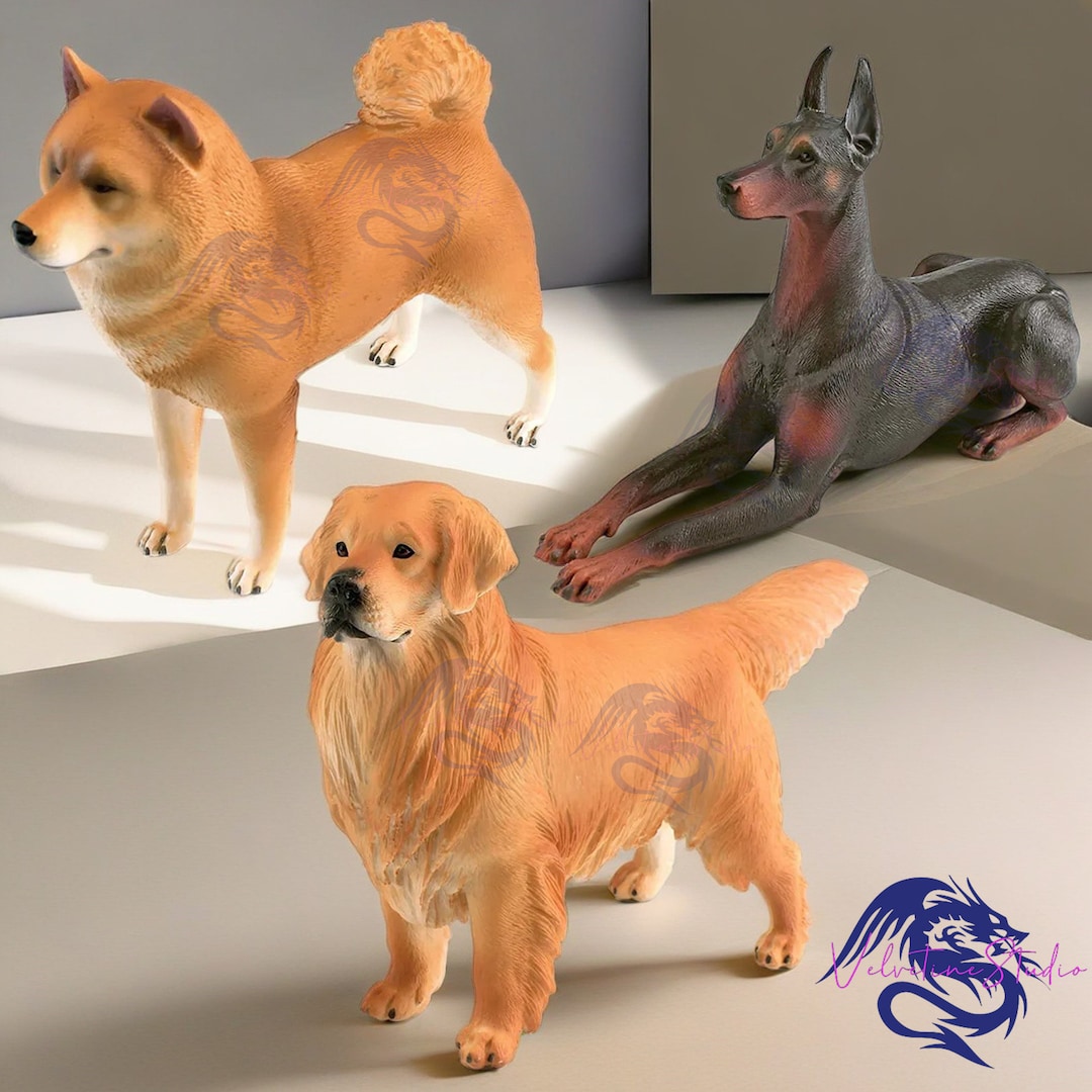 Simulated Pet Dog Miniature Model, Solid Shiba Inu, Golden Retriever ...