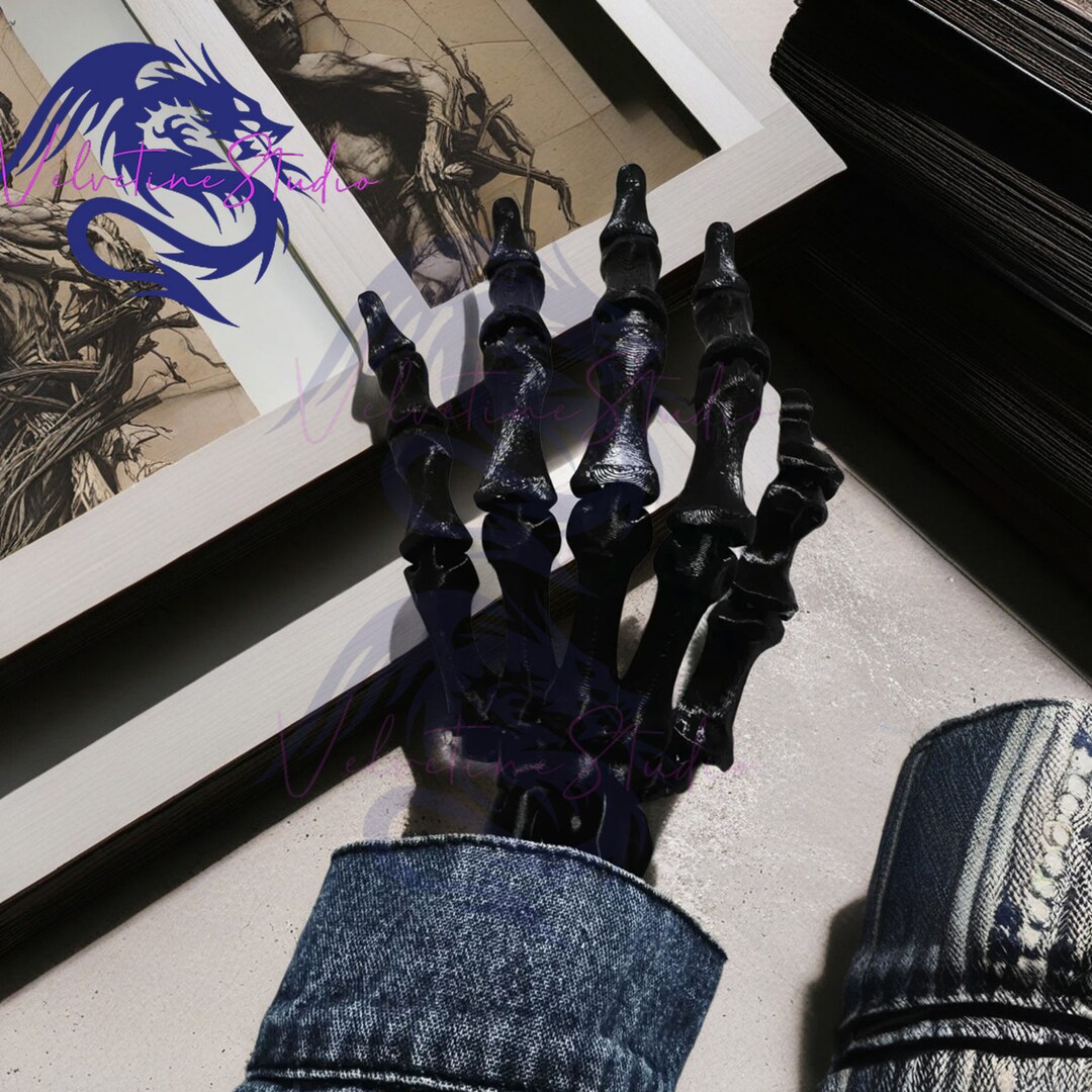 Black Skeleton Hand 3d Printing, Articulated Skeleton Hand, Halloween ...