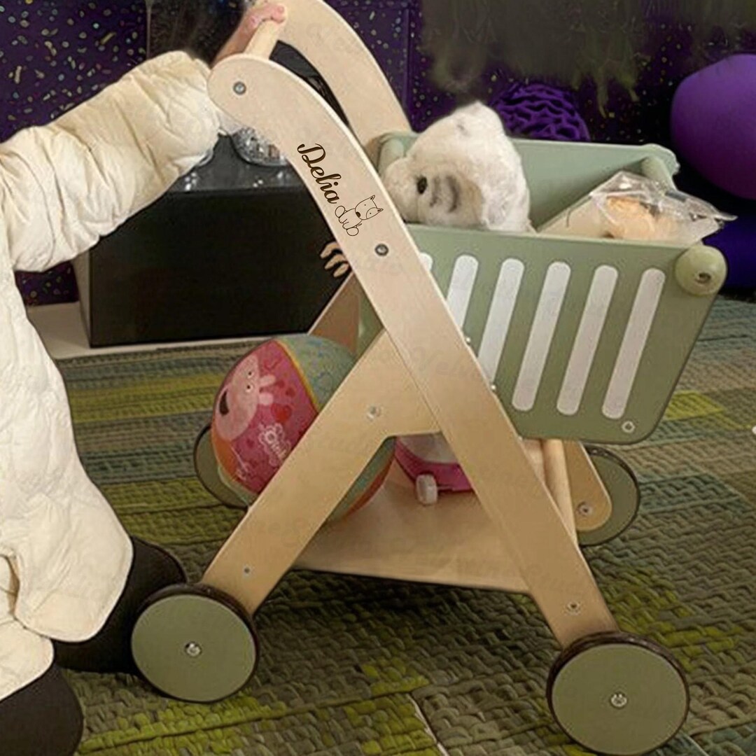 Children's Wooden Simulation Shopping Cart With Personalized Engraving ...