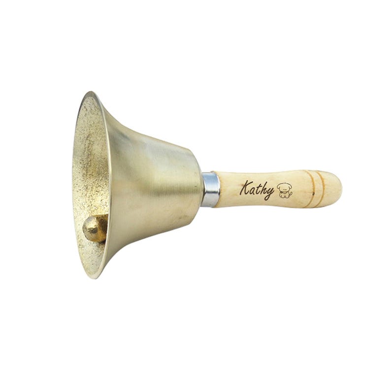 Personalized Carved Wooden Handle Hand Bell, 8cm Small Class Bell ...