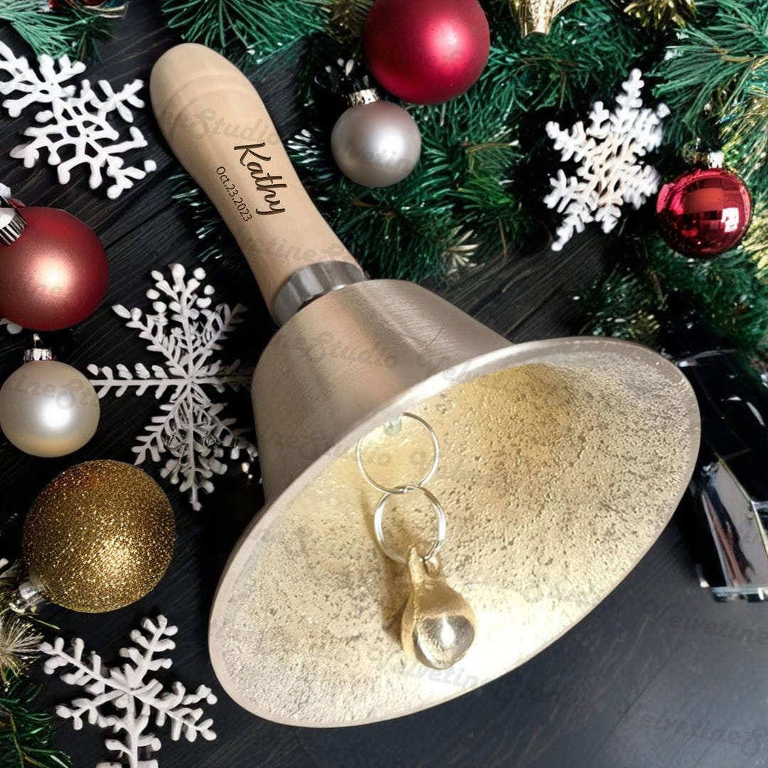 Personalized Carved Wooden Handle Hand Bell, 8cm Small Class Bell ...