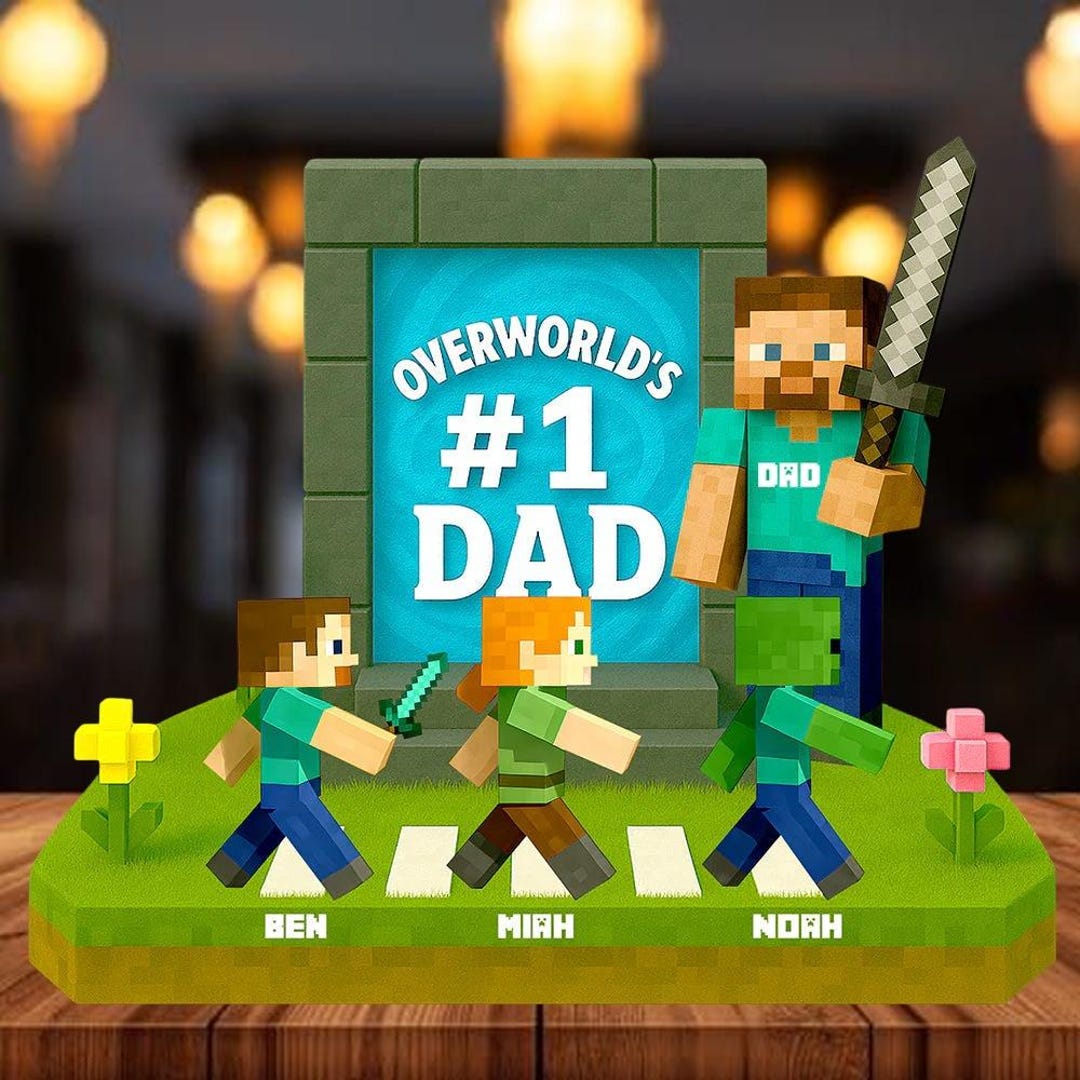 Personalized Overworld's #1 Dad Acrylic Plaque, Minecraft Dad Custom ...