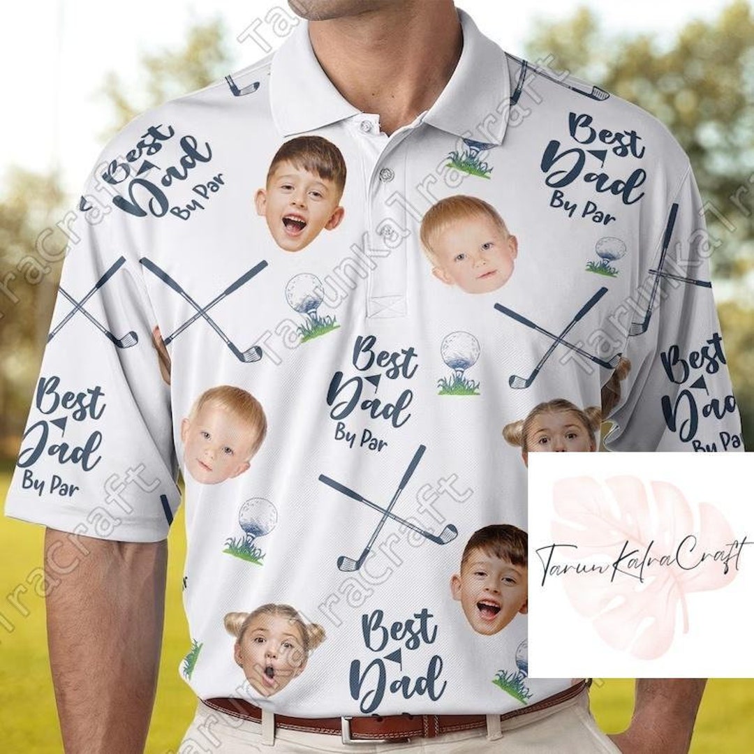 Best Dad by Par, Custom Men's Face Polo Shirt, Golf Polo With Face, Golf Summer Polo Shirt ...