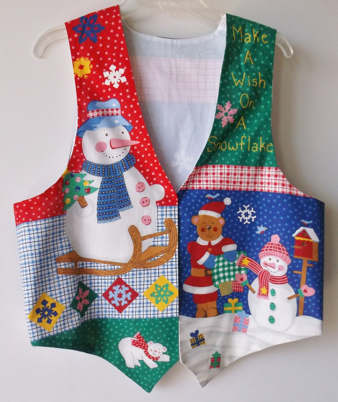 Christmas Vest With Bears & Snowmen SIZE SMALL - Etsy