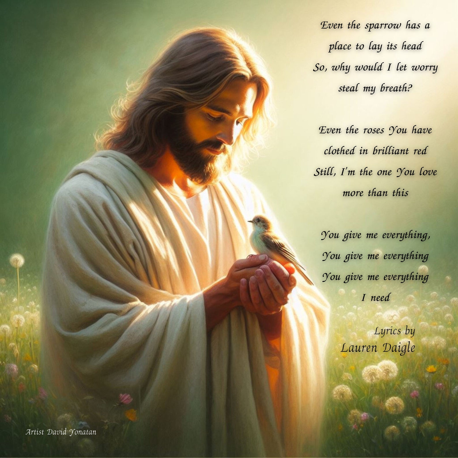 Digital Download - Jesus Holding A Little Bird to Illustrate the Song ...