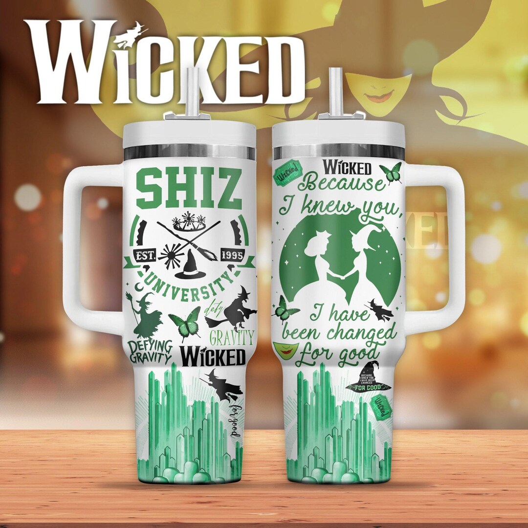 Shiz University Wicked Tumbler, Elphaba Glinda Cup, Defying Gravity ...
