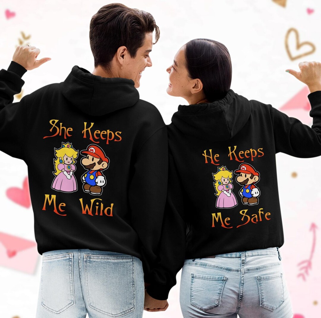 Couple Super Mario and Princess Hoodie, Mario Couple Hoodies, Gaming ...