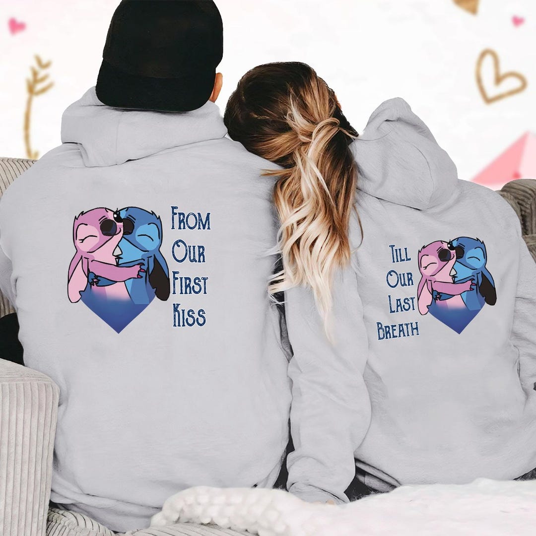 Stitch and Angel 2D Couple Hoodie, Stitch Couple Shirt, Stitch Couple ...
