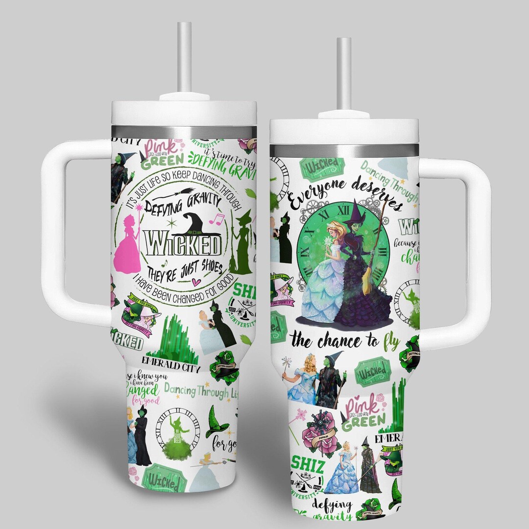 Wicked Movie Musical Defying Gravity Tumbler, Elphaba and Glinda Cup ...