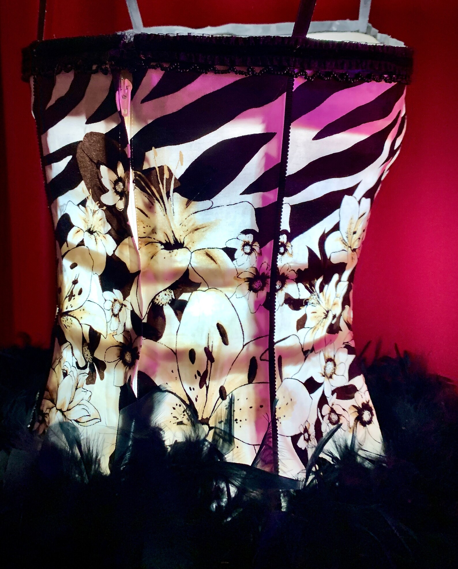 One of a Kind Tramp Lamp Crafted From a Black White and Cream Zebra ...