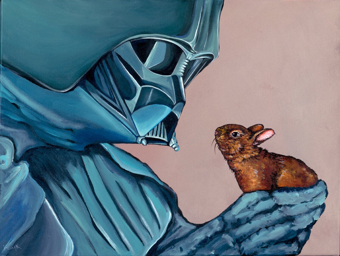 DIGITAL FILE Darth Vader With Small Brown Bunny From Original Acrylic ...