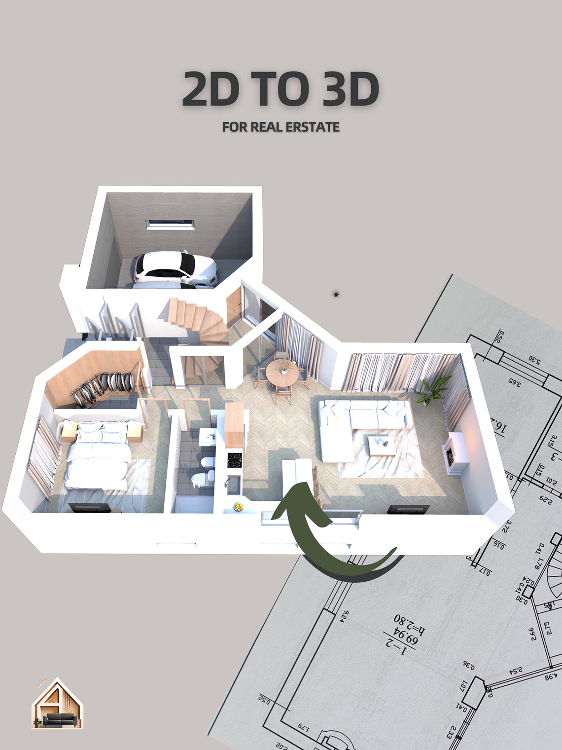 Two-story 3-5 Bedroom House Plan Custom 3D Plan Design for Real Estate ...