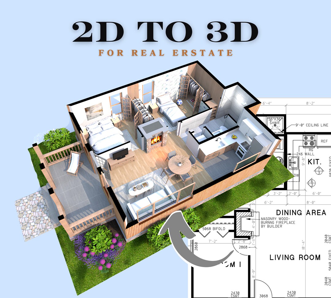 Custom 3D Plan Design for Real Estate Brokers, Floor Plan, 2D to 3D ...