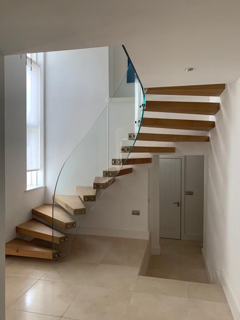 Curved Staircase Design - Modern Stairs - Steel & Oak Stairs, LED ...