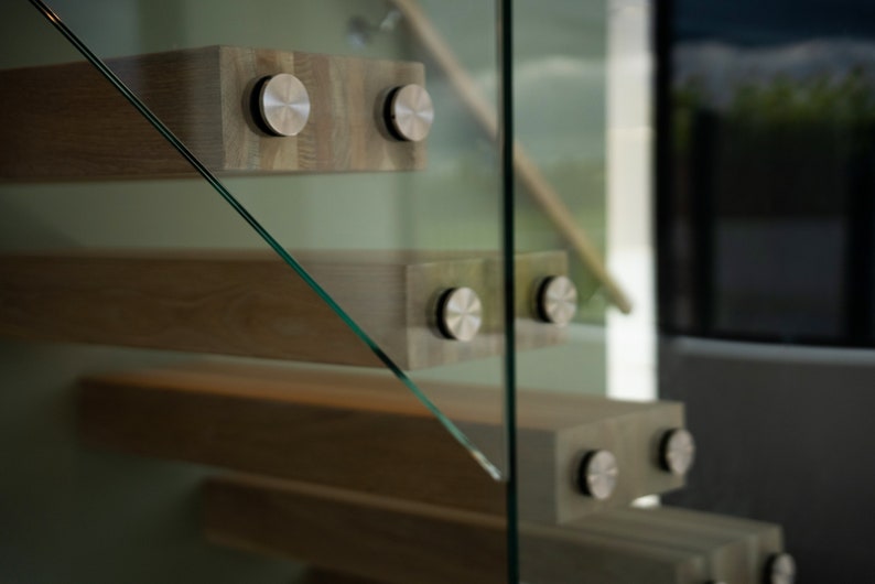 Custom Oak Floating Staircase – Modern Steel & Glass Design - Etsy