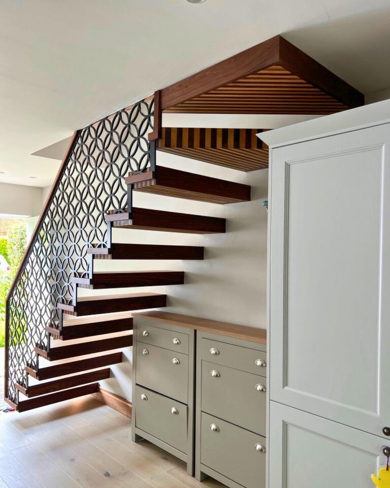 Bespoke Floating Staircase Design With Laser-cut Balustrade – Custom ...
