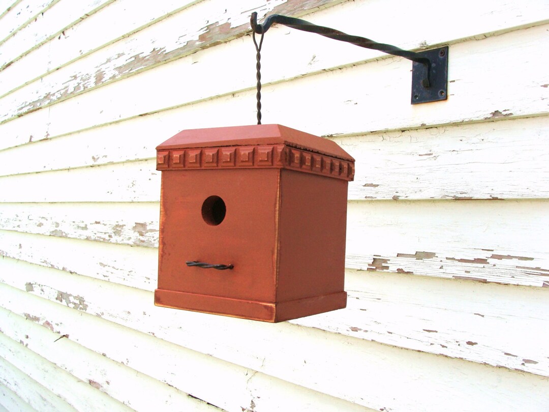 Handmade Modern Birdhouse: Decorative Wood Trim, Outdoor Bird Box - Etsy