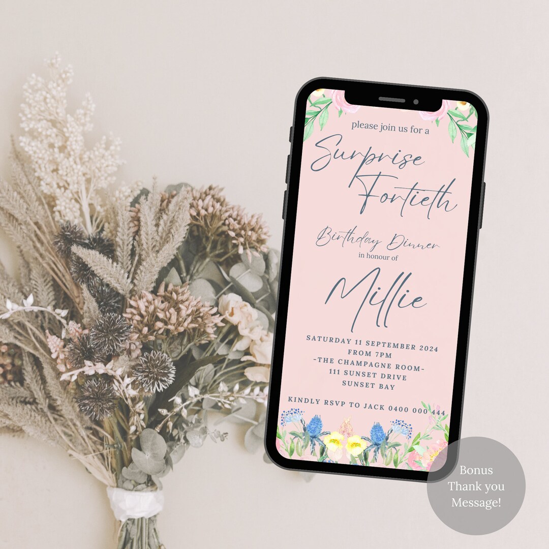 Shhh...it's a Surprise Invite, Surprise Party Invite, 40th Birthday ...