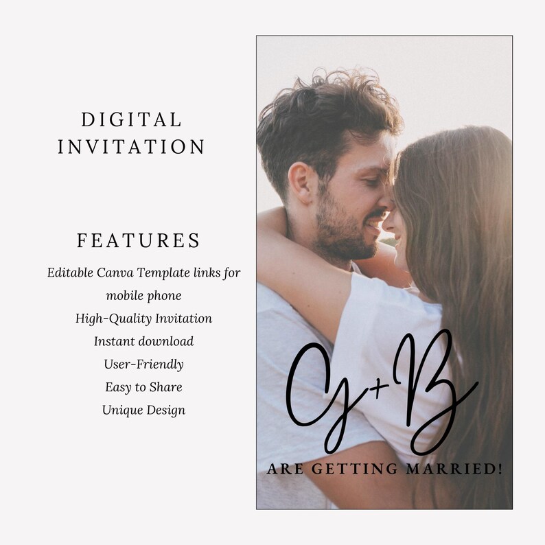 Save the Date Digital Minimalist With Photo Phone Invite Template ...