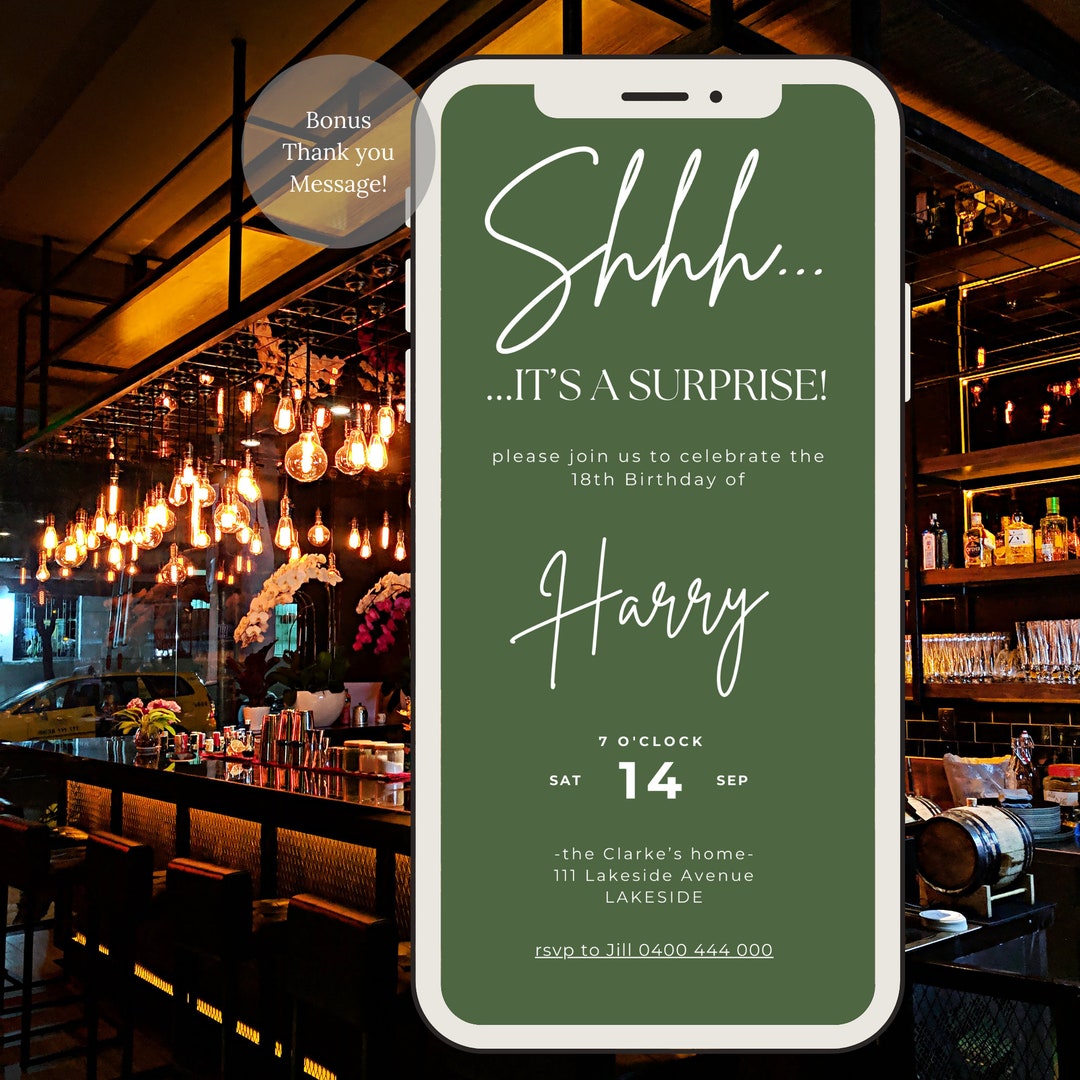 Guys 18th Birthday Digital Invitation for Guy, Digital Happy 18th Bday ...