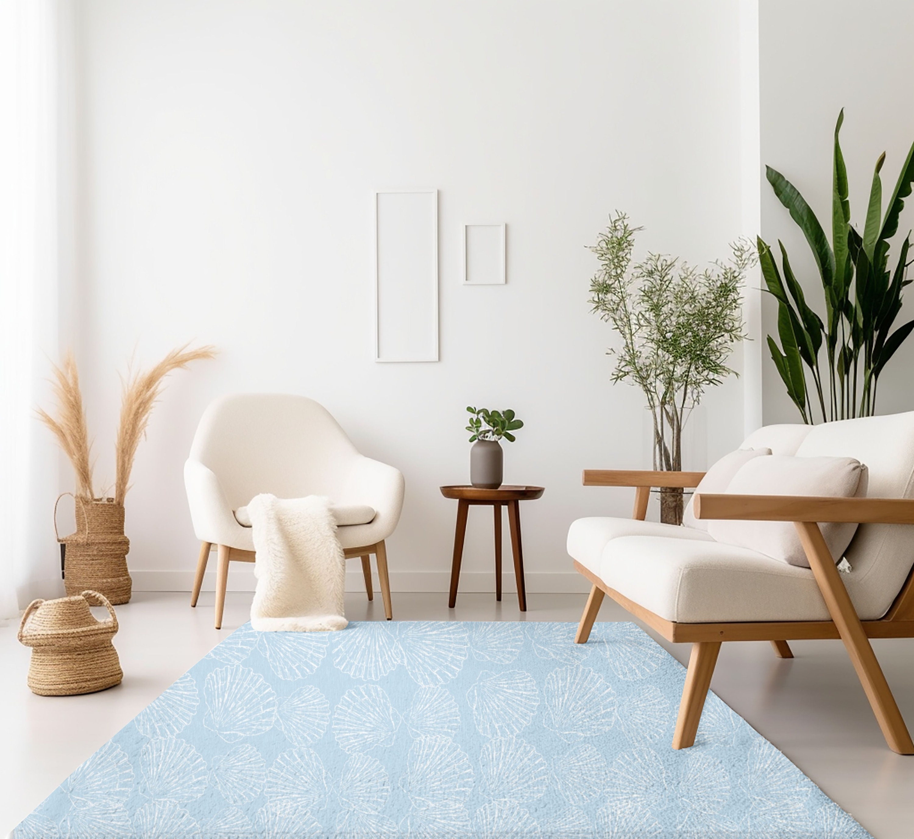 Beach House Area Rug Coastal Decor Seashell Rug Ocean Carpet Rental ...