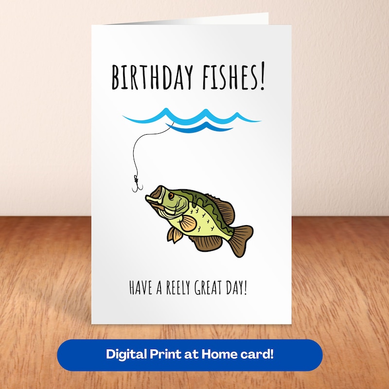 Birthday Card Man Fishing - Etsy