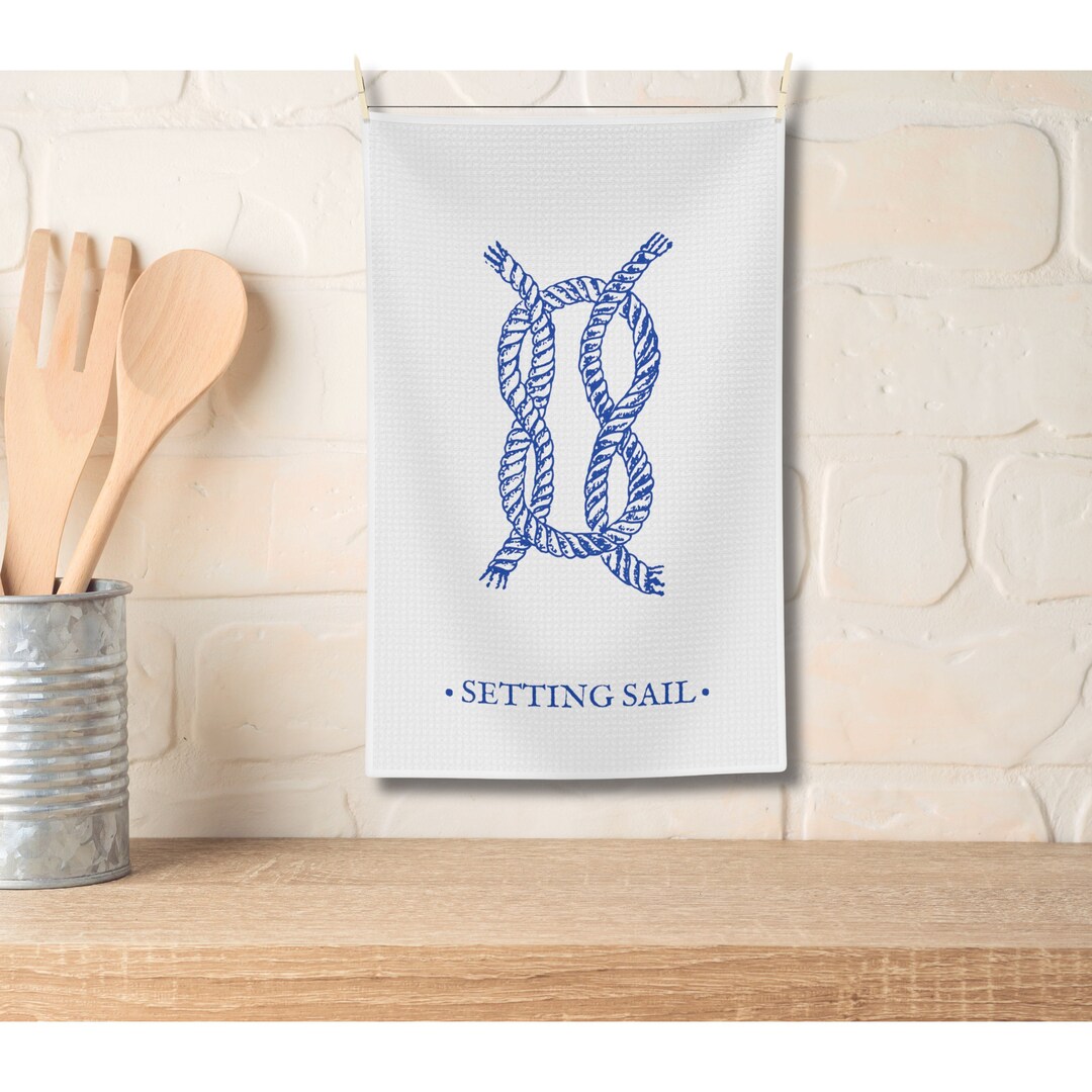 Nautical Knots Tea Towel Boat Decor Nautical Gift Sailboat Dish Towel ...