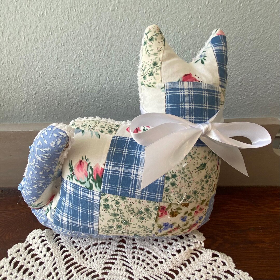 Pastel Blue Quilted Cat Animal Pillow Farmhouse Decor - Etsy