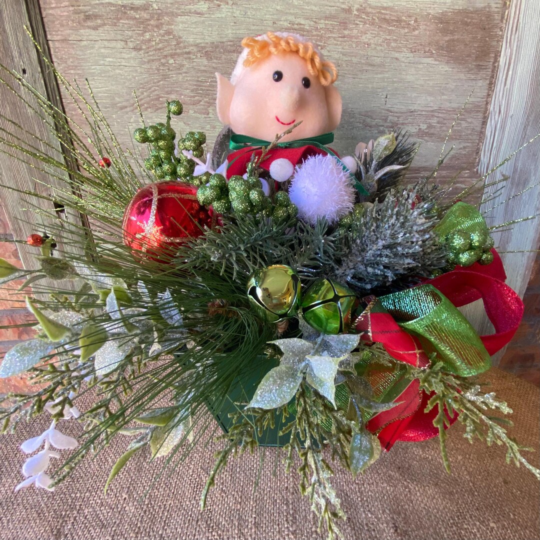 Elf Christmas Arrangement Winter Elf Centerpiece Centerpiece for Table ...