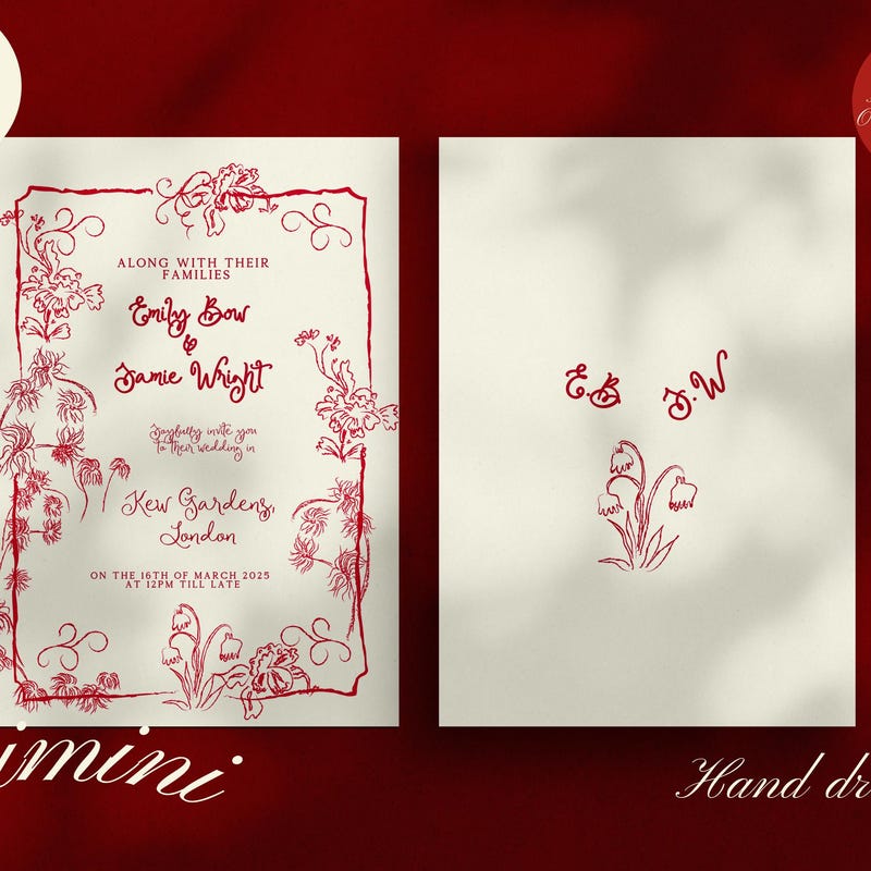 Red Floral Wedding Invitation - Etsy