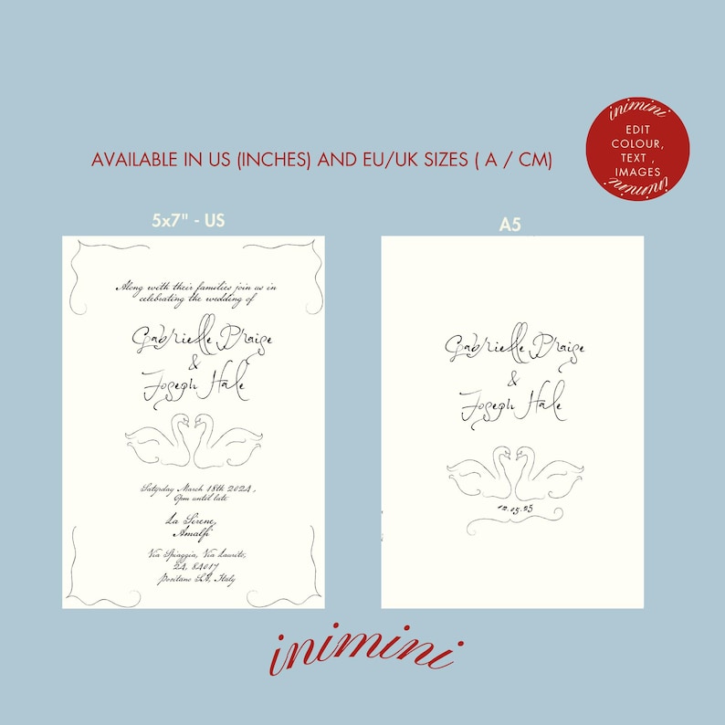 LOVE LETTER INVITATION Template | Handwritten Swan Invite | Swan Love ...