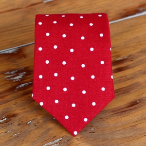 Boys Red Necktie, Red White Polka Dot Cotton Tie for Boy, Infant Baby ...