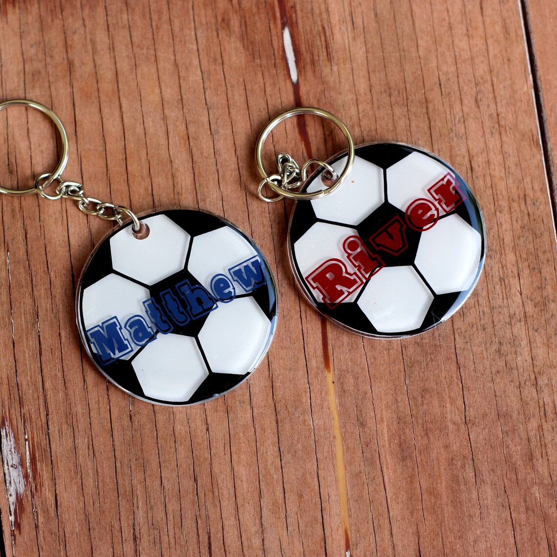 Personalized Soccer Name Keychains Round Soccer Key Chains | Etsy