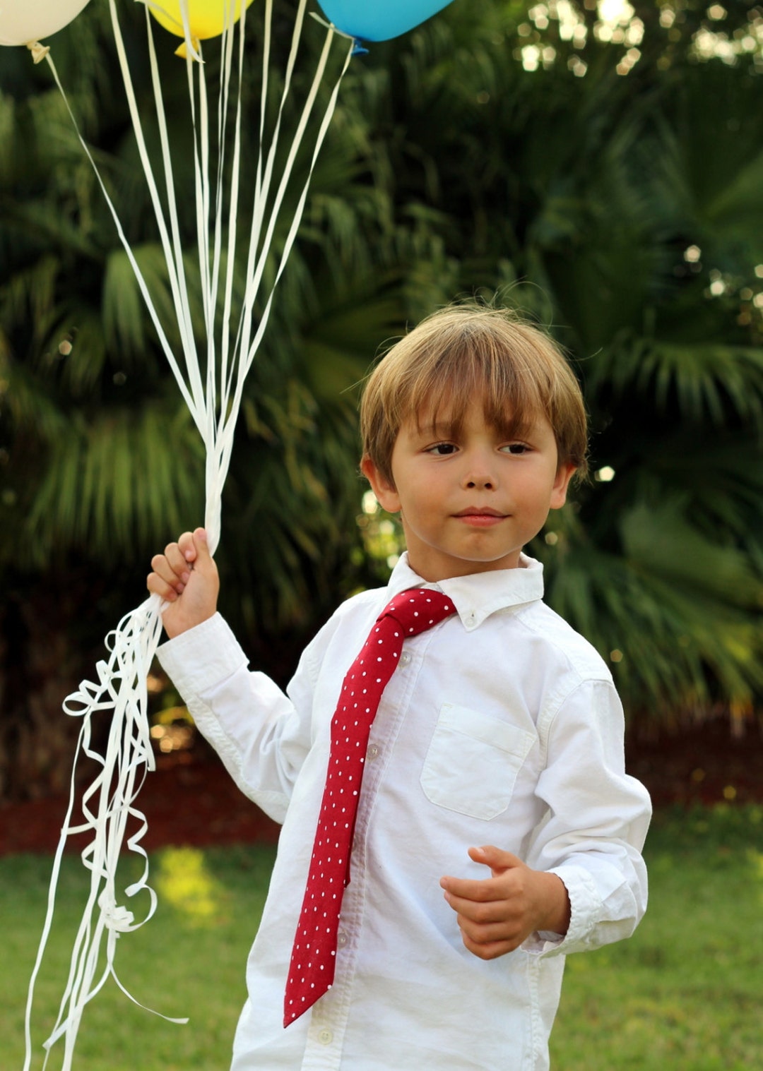 Boys Red Necktie, Red White Polka Dot Cotton Tie for Boy, Infant Baby ...