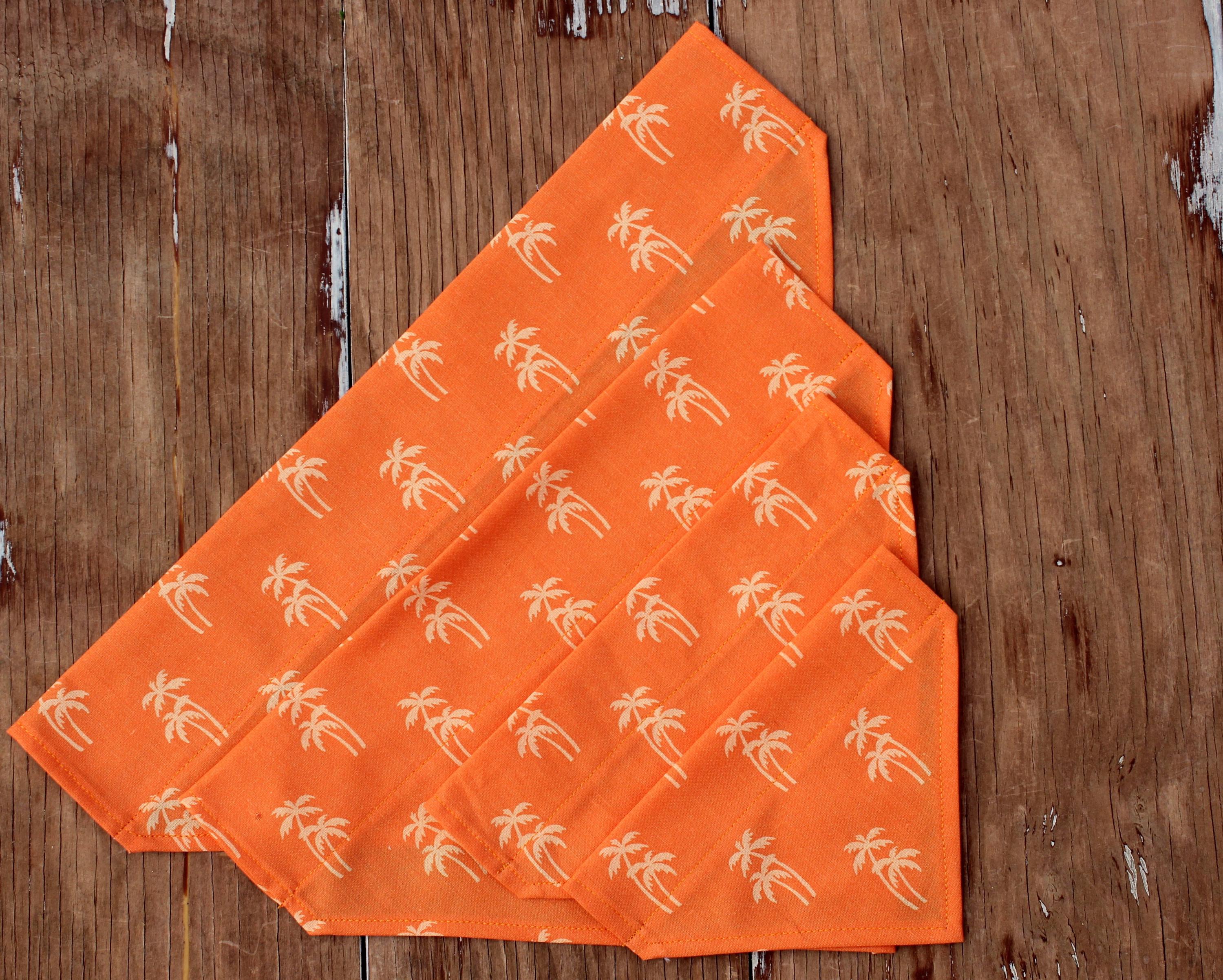Orange Palm Tree Dog Bandana, Dog Cat Bandanna, Cotton, Slide-on Over ...