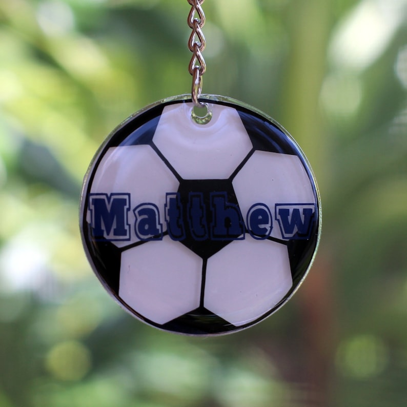 Personalized Soccer Name Keychains, Round Soccer Key Chains, Custom Key ...