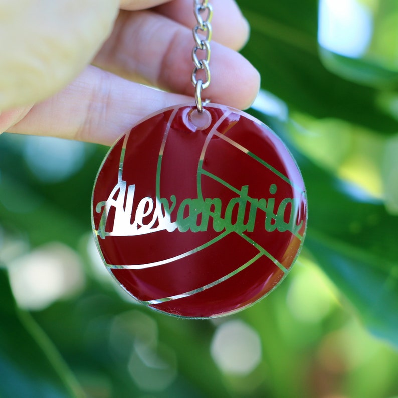 Personalized Volleyball Name Keychains, Round Sport Key Chains ...
