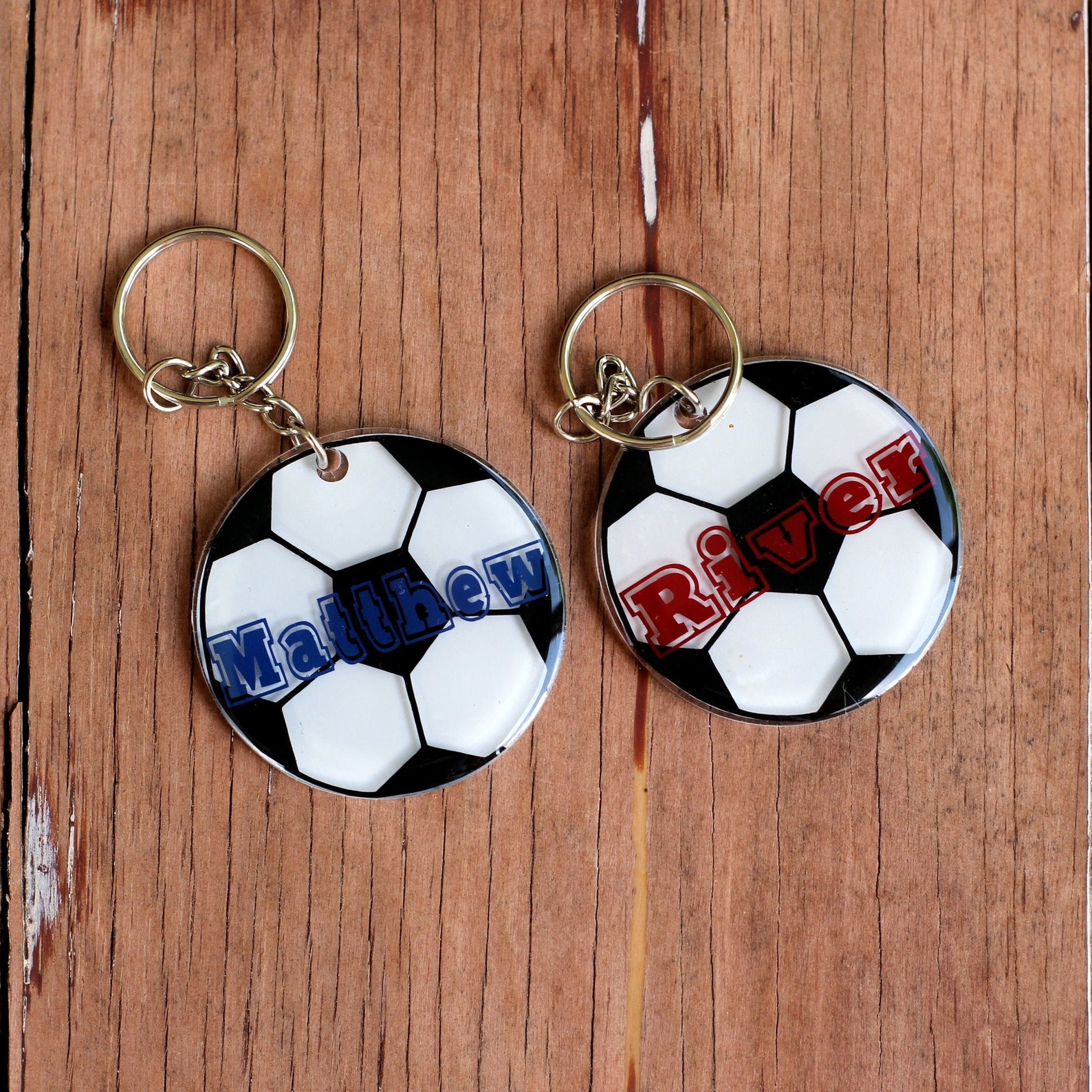 Personalized Soccer Name Keychains Round Soccer Key Chains | Etsy