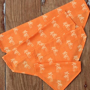 Orange Palm Tree Dog Bandana, Dog Cat Bandanna, Cotton, Slide-on Over ...