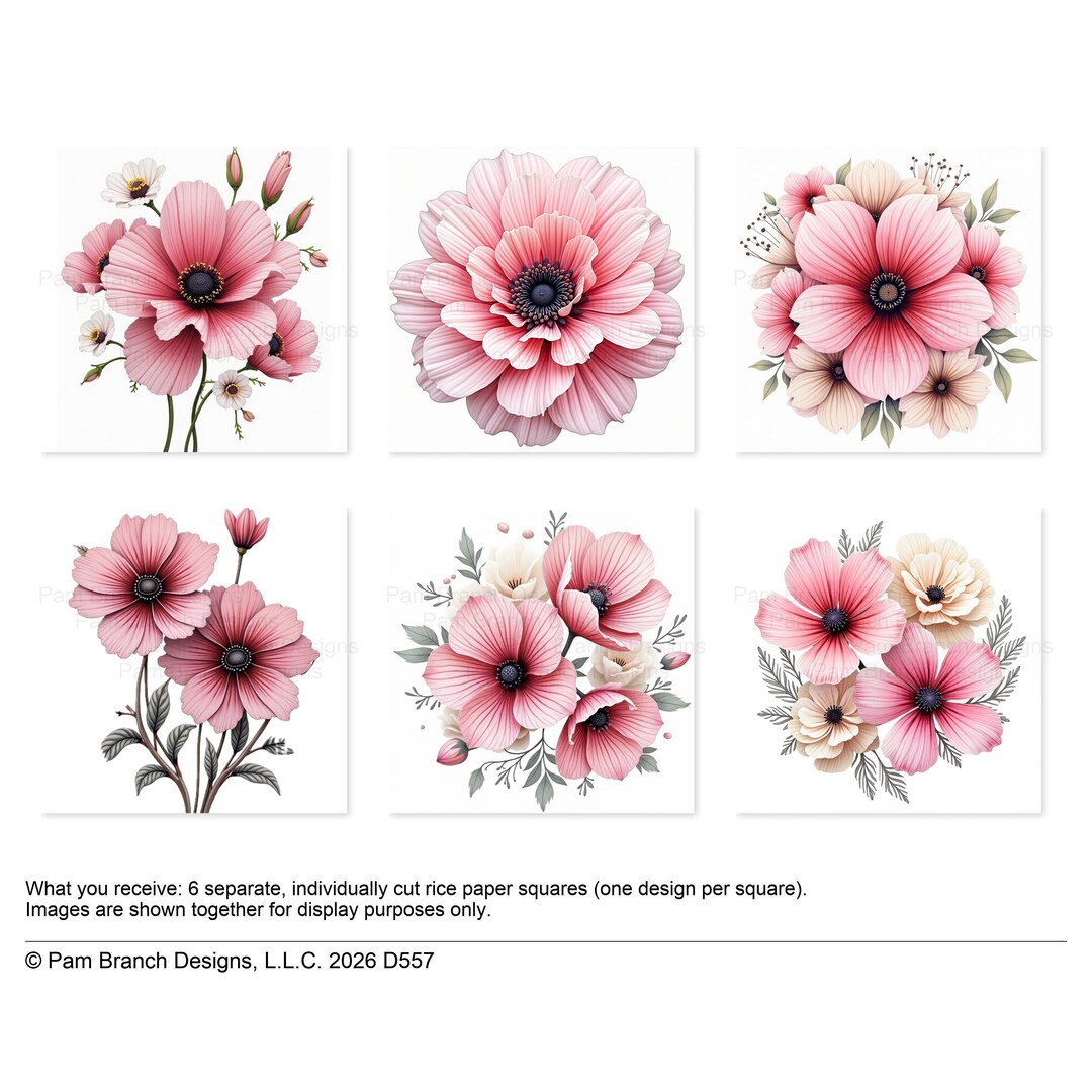 Pink Floral Rice Paper for Decoupage Bundle D557 - Etsy