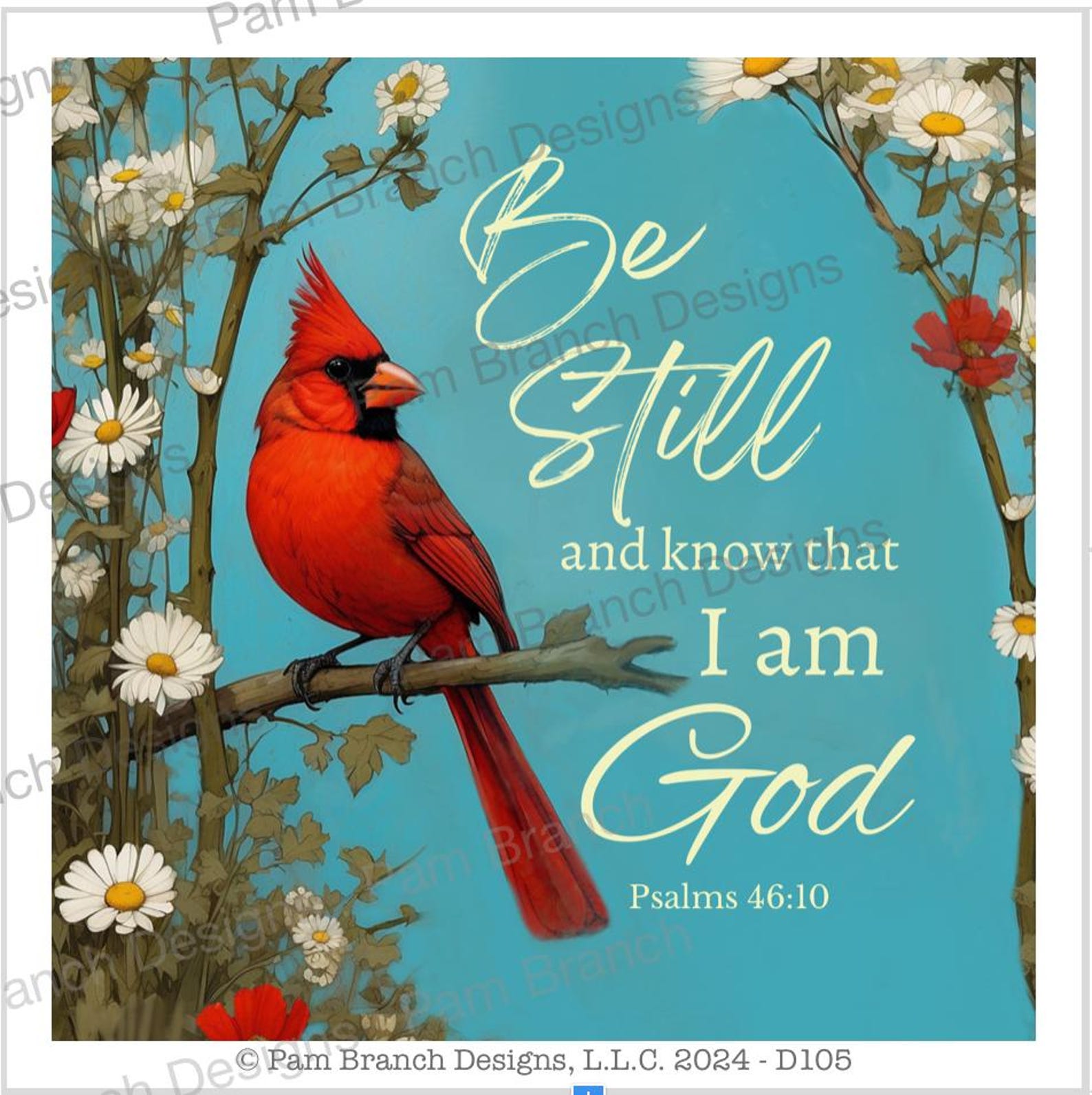 Decoupage Paper, Cardinal With Blue Sky, "be Still and Know That I Am ...