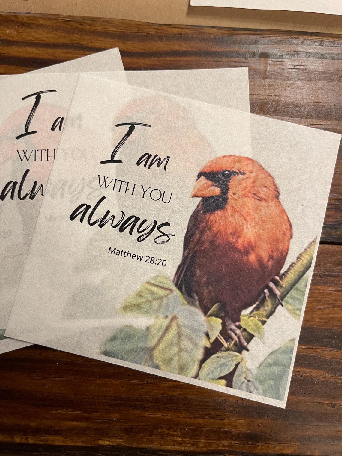 Male Cardinal on a Branch, Bible Verse, Decoupage Sheet, Tissue Paper ...