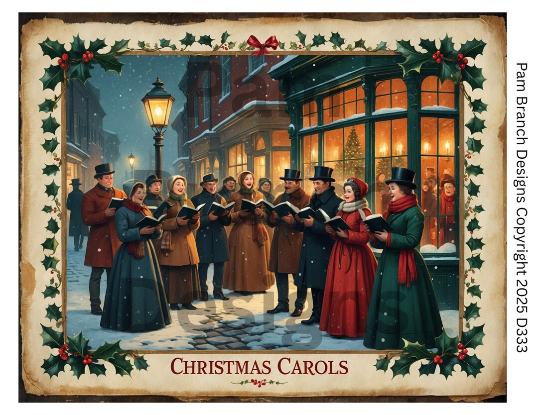 Victorian Christmas Carolers Scene Rice Paper for Decoupage (2pc 8x10 ...