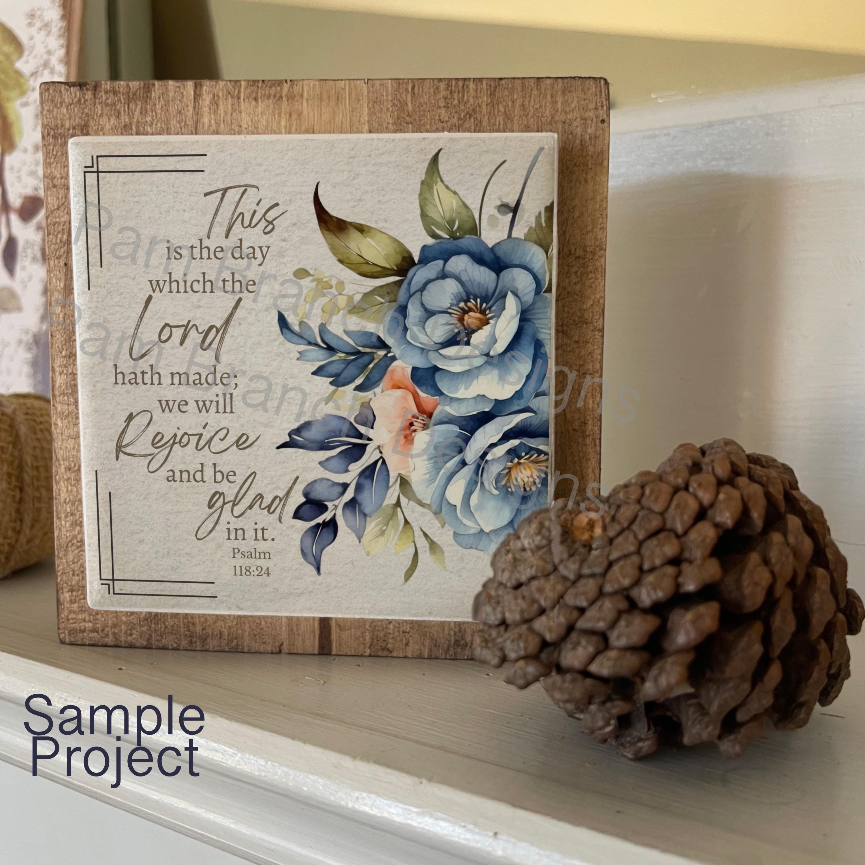 Blue Floral Rice Paper for Decoupage, Bible Verse (4.5x4.5", Set of 4 ...