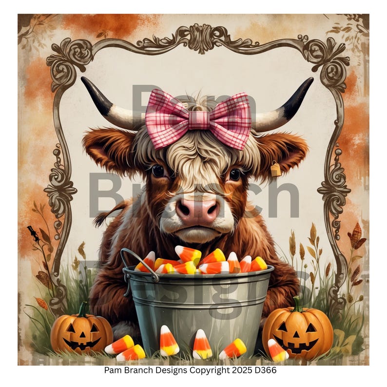 Halloween Highland Cow Rice Paper: Fall Decoupage Sheet D366 - Etsy